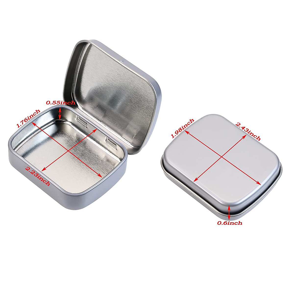 Mini Skater Small Metal Portable Storage Box, Mini Rectangle Empty Hinged Tins with Lid, Home Organizer for Drawing Pin, Pills, Candies, Earring and Jewelry Craft, Silver Grey (4)