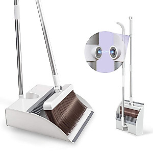 Broom and Dustpan Set for Home, Dust Pan and Broom Combo, Broom with Dustpan Combo Set, Broom and Dust Pan, Dustpan and Broom Set Long Handle, for Office Home Kitchen Lobby Floor