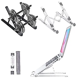 Tynctway Laptop Stand, Adjustable Computer Holder Aluminum Riser, Non-Slip Metal Compatible with MacBook Air Pro Foldable Portable Tablets Holder for 10" to 15.6" Notebook Computer (Silver)