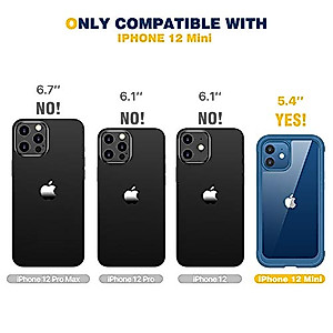 Diaclara Designed for iPhone 12 Mini Case, Full Body Rugged Case with Built-in Touch Sensitive Anti-Scratch Screen Protector, Soft TPU Bumper Case for iPhone 12 Mini 5.4" (Blue and Clear)