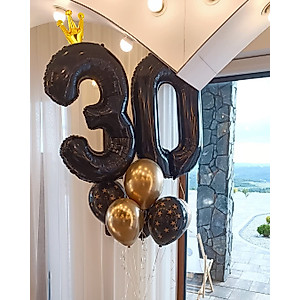 Number 6 Balloon 40 in, Six Helium Balloons for Birthday Party 16 60 Decorations Anniversary, 6th Birthday Balloon, Black 6 Balloons