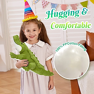 Athoinsu Cute Alligator Stuffed Animal Hugging Soft Realistic Crocodile Plush Toy Pillow Birthday Children's Day Christmas for Toddler Kids Boys, 18.5''