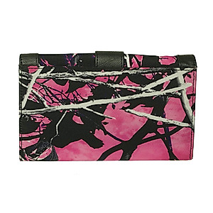 Muddy Girl Pink Camo Wallet with Rhinestone Buckle- Women’s Western Cowgirl Bling Clutch by Monte Vista