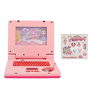 3 AA Batteries Plastic Kids Learning Laptop Cognitive Development Simulation Kids Laptop Toys (Purple Retractable Mouse)