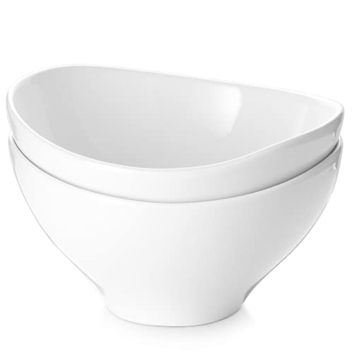 DOWAN 8 Inch Large Salad Bowls, 45 Oz Ceramic Serving Bowls, White Deep Bowls Set for Salad, Pasta, Soup, Ramen, Popcorn, Noodle, Pho, Gifts for Christmas,Set of 2