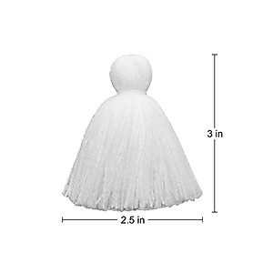 4 PCS White Tassels for Crafts, Handmade Hanging Tassels for Pillow Decor, Blanket Decoration Tassels, NO Hanging Rope for Tassel Garland (8cm/3.15 inch)