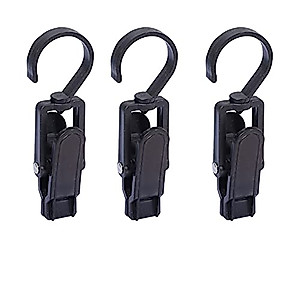 AKOAK 10 Pcs Black Plastic Hat Clip Laundry Hanger Clip Multi-Function Rotable Curtains Clip Household Scarf Hanger Bathroom Towel Clip Suitable for Hats, Boots, Socks, Quilts, Clothes Clip