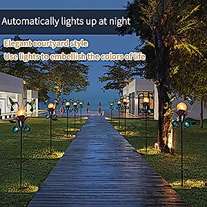 VCUTEKA Solar Lights Outdoor Metal Garden Stake Waterproof Crackle Glass Globe Garden Decor Hummingbird for Pathway, Lawn, Patio, Yard