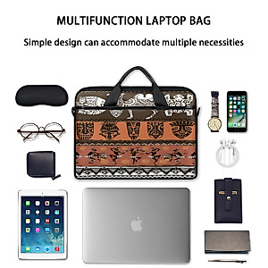 Ethnic Animals Laptop Computer Bag Waterproof Shoulder Messenger Bag 13-15 inch Durable Laptop Tote Bag with Shoulder Strap Handle Lightweight Crossbody Briefcase