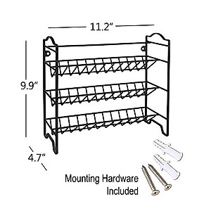 SWOMMOLY Spice Rack Organizer with 18 Empty Square Spice Jars, 396 Spice Labels with Chalk Marker and Funnel Complete Set, Spice Organizer for Countertop, Cabinet or Wall Mount, Black