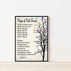 RCVTVPV Prayer Of Saint Francis Wall Art Religious Catholic Art Poster Hummingbird Print Canvas Wall Art For Home Office Framed Ready to Hang 8"x12"