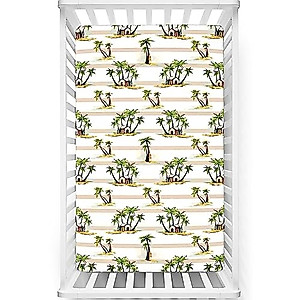 Exotic Themed Fitted Mini Crib Sheets,Portable Mini Crib Sheets Soft Toddler Mattress Sheet Fitted - Crib Mattress Sheet or Toddler Bed Sheet,24“ x38“,Multicolor