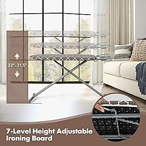 44 x 14 Inch Ironing Board Cover and Pad Extra Thick Heavy Duty Padded with Iron Rest Extra Cotton Cover (Gray)