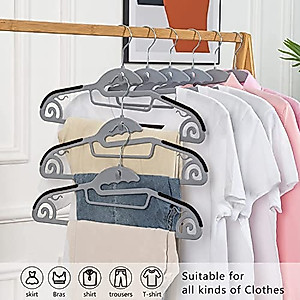 Bumodel 30 Pack Magic Extender Coat Hanger Ultra Thin Plastic Hangers with Non-Skid Rubber Padded Neck Protect Closet Space Saving Clothing Hangers for Jean, Skirt, Blouse, Ties, Bras, Suit (Gray)