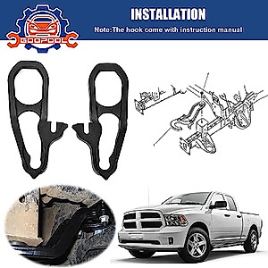 Tow Hooks for Ram 1500 Front Forged Heavy Duty Front Car Tow Hooks Compatible with Dodge Ram 1500 DT 2019 2020 2021 2022 2023# 82215268AB Black