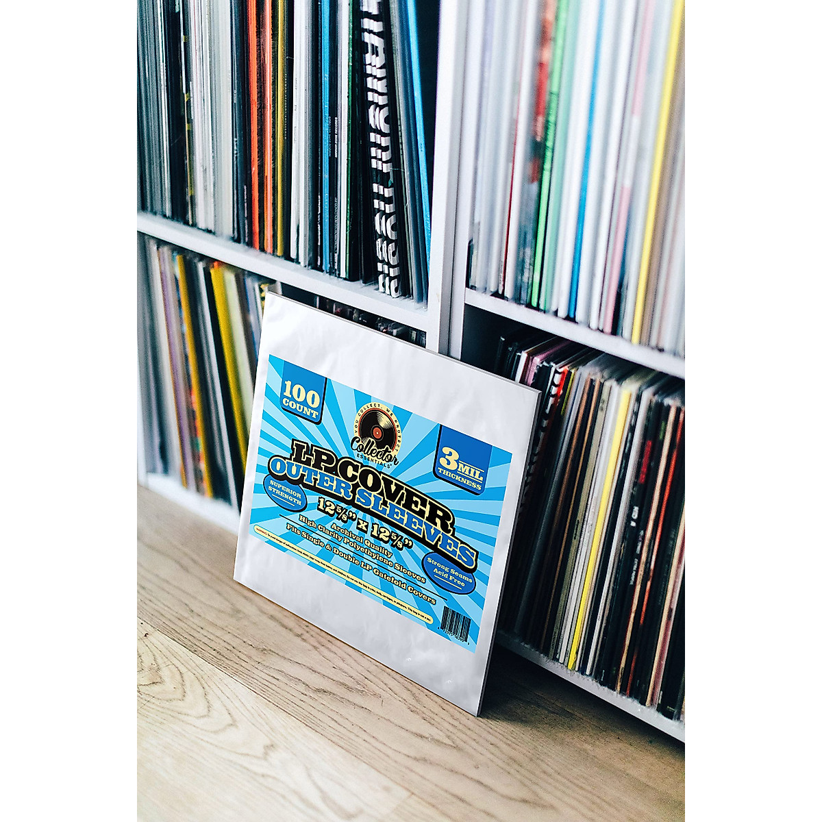 Collector Essentials 100 Clear LP Outer Sleeves - USA Made (3mil Thick) Preserve Your Single, Double and Gatefold Vinyl Album Covers in Our Polyethylene 12 5/8 x 12 5/8" High Clarity Brand Poly Bags.