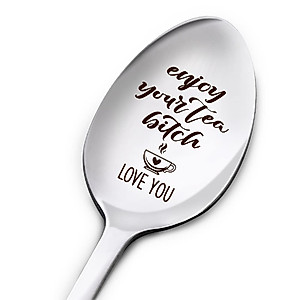 Friendship Spoon Gifts for Women Friends, Love You for Infini Tea, Birthday Christmas Gifts for Mom Tea Lover Besties Best Friends Bff Sister, Engraved Stainless Steel Tea Spoon Gifts for Tea Lover
