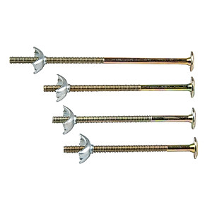 Pack of 4 Replacement Bolts 150 mm Long, 1/4" Thread. 4 Half-Moon/Crescent/Lunar Threaded Nuts Included. Best for Made in Brazil Beds and Bunk Beds