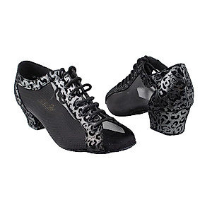 Ladies' Salsa, Latin, Rhythm Ballroom Practice Dance Shoes - Very Fine Dance Shoes - Limited edition 1643LEDSS Black Velvet Leopard 1.5 inch heel (us_footwear_size_system, adult, women, numeric, medium, numeric_8_point_5)