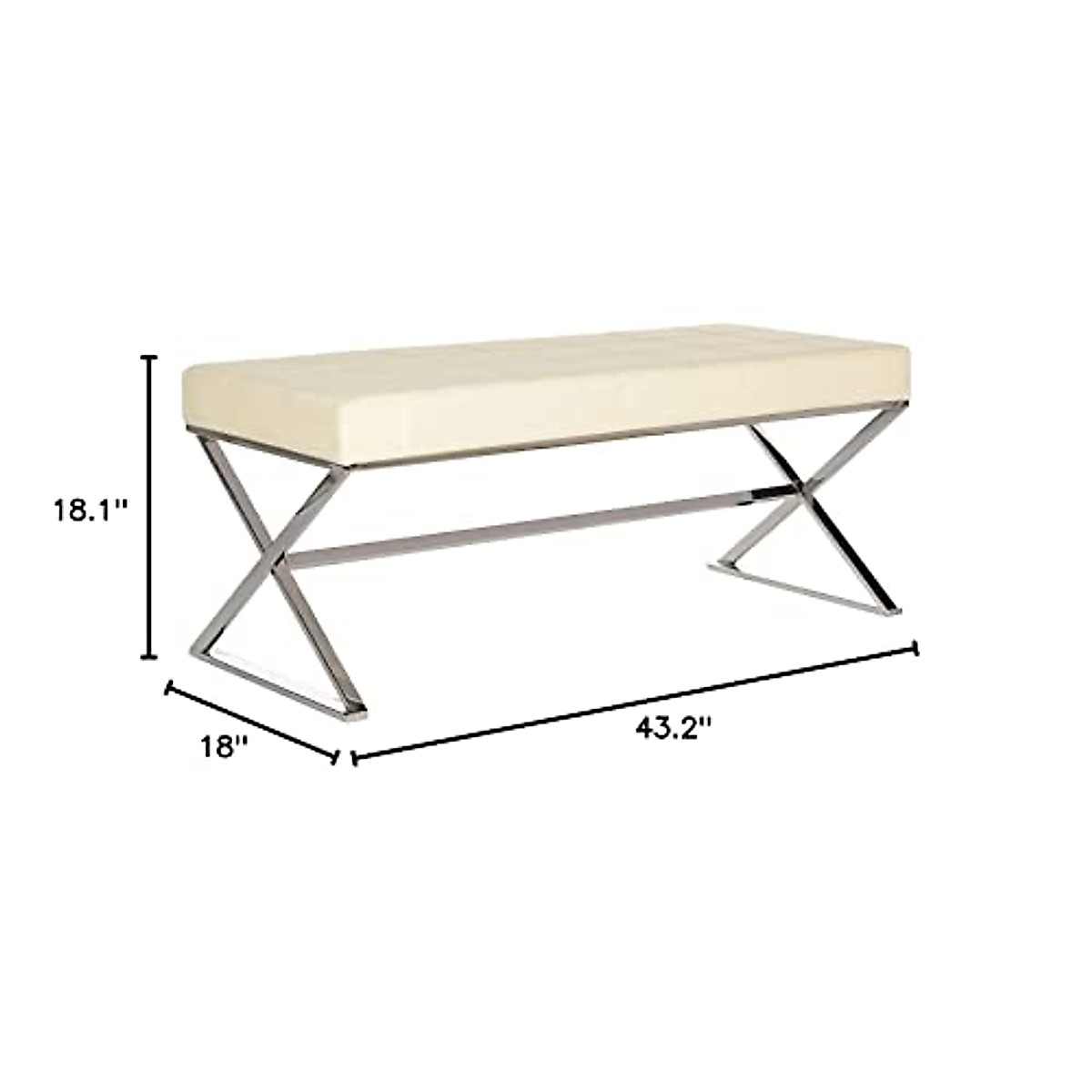Safavieh Home Collection Micha Modern Glam Cream Bench