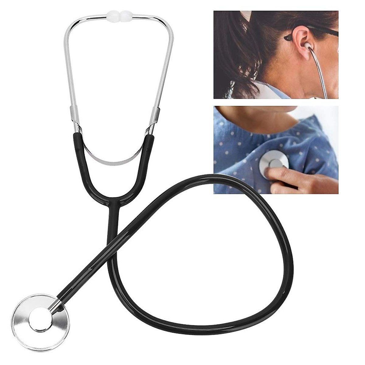 Single Head Stethoscope, Lightweight Aluminium Alloy Heart Lung Detection Echoscope for Doctors/Nurses/Nursing Students, for Medical/Home(Black)