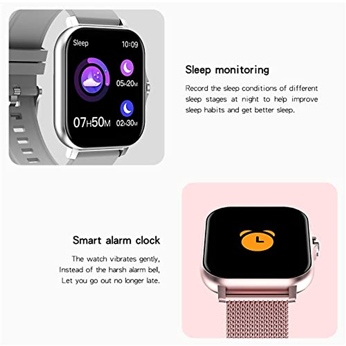 Yanvan Smart Watch for Men Women, Full Touch Screen Waterproof Activity Tracker Watch, Outdoor Sport Watches, Blood Oxygen Heart Rate Sleep Monitor (Silver)