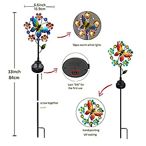 TSTGEE Solar Butterfly Lights Outdoor Yard Decorations Outdoor Flowers Solar Stake Lights Butterflies Outdoor Lights Waterproof for Garden Yard Lawn Patio Pathway(2 Pack)