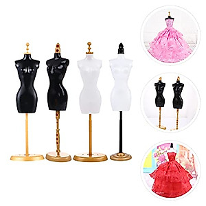 EXCEART Miniature Toys 4pcs Doll Dress Form Clothing Clothes Displaying Racks Mannequin Model Stands Girl Plastic Demountable Display Support Doll Accessories (White Black) Maniquin