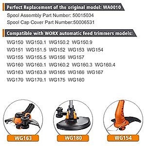 X Home WA0010 Weed Eater String Compatible with Worx Select Electric String Trimmers, 10 Spools & 2 Caps