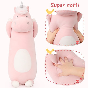 MorisMos 36.2" Unicorn Body Pillow Large Hugging Pillow Unicorn Stuffed Animal,Soft Plush Toy for Kids Girl, Animal Body Pillow for Christmas Birthday Valentine's Day, Pink