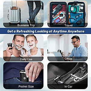 Mini Portable Electric Travel Shaver - Pocket Size Washable USB Rechargeable Shaving Razor - Cordless & Compact Small Rotary Shavers- Wet & Dry Waterproof Mini-Shave for Men Teen Boys Face (Black)