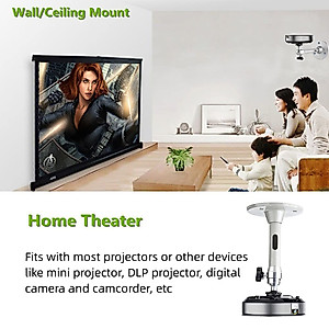 Boewill Mini Ceiling Wall Projector Mount Stand 360° Rotation Tripod Mount Compatible with Most Mini Projectors Digital Camera Camcorder (135mm. Grey)