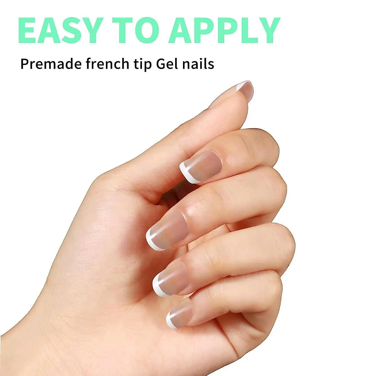 Monja Gel Press On Nails 144pcs French Tips Short Square Nail Tips Soft Gel Fake Nails 10 Sizes Strong Adhesion Nails Faster to Extension Brown White Colors