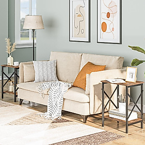 MAHANCRIS Side Table Set of 2, End Table with Storage, Bedside Table, Narrow Nightstand for Small Space, Small End Stand with Metal Frame, Living Room, Bedroom, Easy Assembly, Rustic Brown ETHR2801S2Z