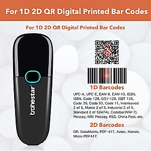 Trohestar N3 Mini Bluetooth Barcode Scanner 1D 2D QR Compatible with 2.4GHZ Wireless & Wired Connection Portable 2D Bar Code Reader Portable Barcode Scanner
