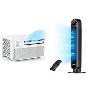 Dreo Window Air Conditioner & Nomad One Tower Fans for Home, 24ft/s Velocity Quiet Cooling Fan, Black