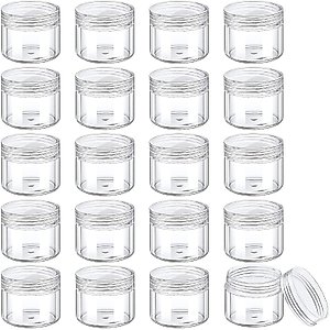 20 Pieces Round Pot Jars Plastic Cosmetic Containers Set with Lid for Liquid Creams Sample, 20 ml/ 0.7 oz (Clear Lid)
