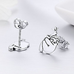 Sterling Silver Sloth Earrings Hypoallergenic Animal Earrings for Women Sloth Gifts