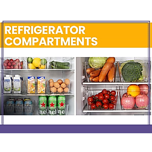 YBM HOME Storage Bins - Open Plastic Organizers and Storage Basket for Kitchen Pantry Organization, Under Sink Bathroom Storage, Toy Baskets, Food Storage Box Containers (Medium - Clear)