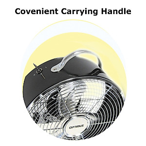 Optimus F-6310BK F-6310 2-Speed 50-Watt 10-In. Portable Retro Drum Fan (Black)