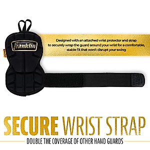 Franklin Sports Baseball Hand + Wrist Guard - PRT LG Series Adult Hand + Wrist Protector for Batting - Protective Hand, Wrist Shield - Right + Left Hand Hitters - Black/Gold - One Size - Adult