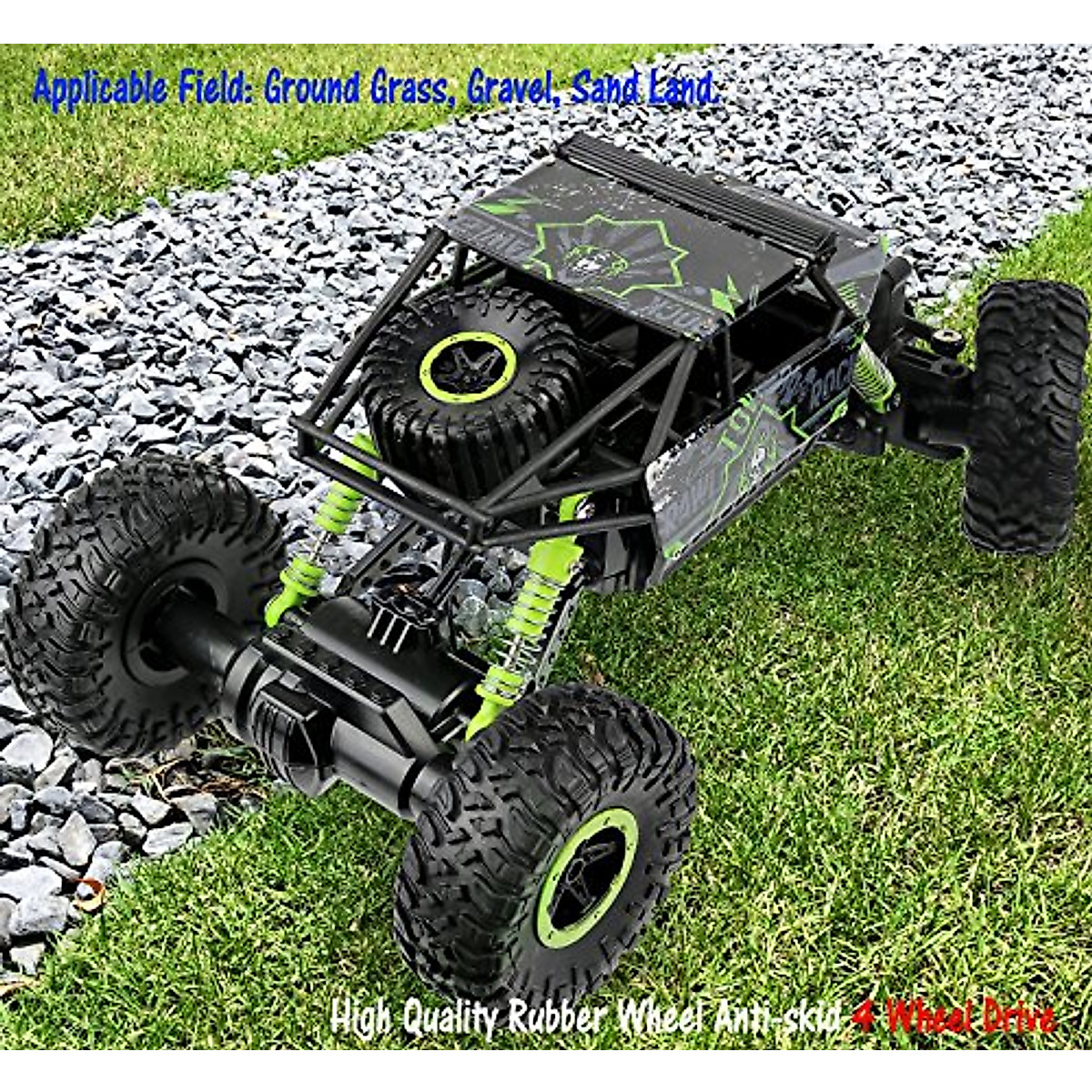 Click N' Play Remote Control Car 4WD Off Road Rock Crawler Vehicle 2.4 GHz, Green