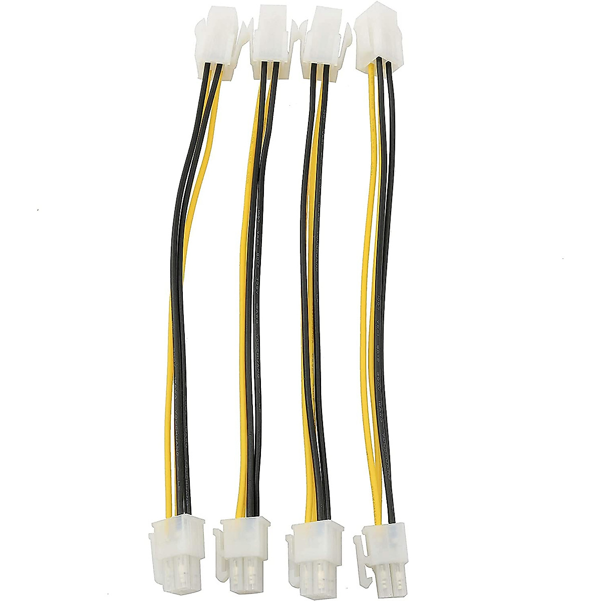 Longdex ATX Plug CPU Power Adapter Cable 4PCS 8Inch 4-Pin ATX Male to 4-Pin ATX Female 12V Motherboard Power Extension Cable
