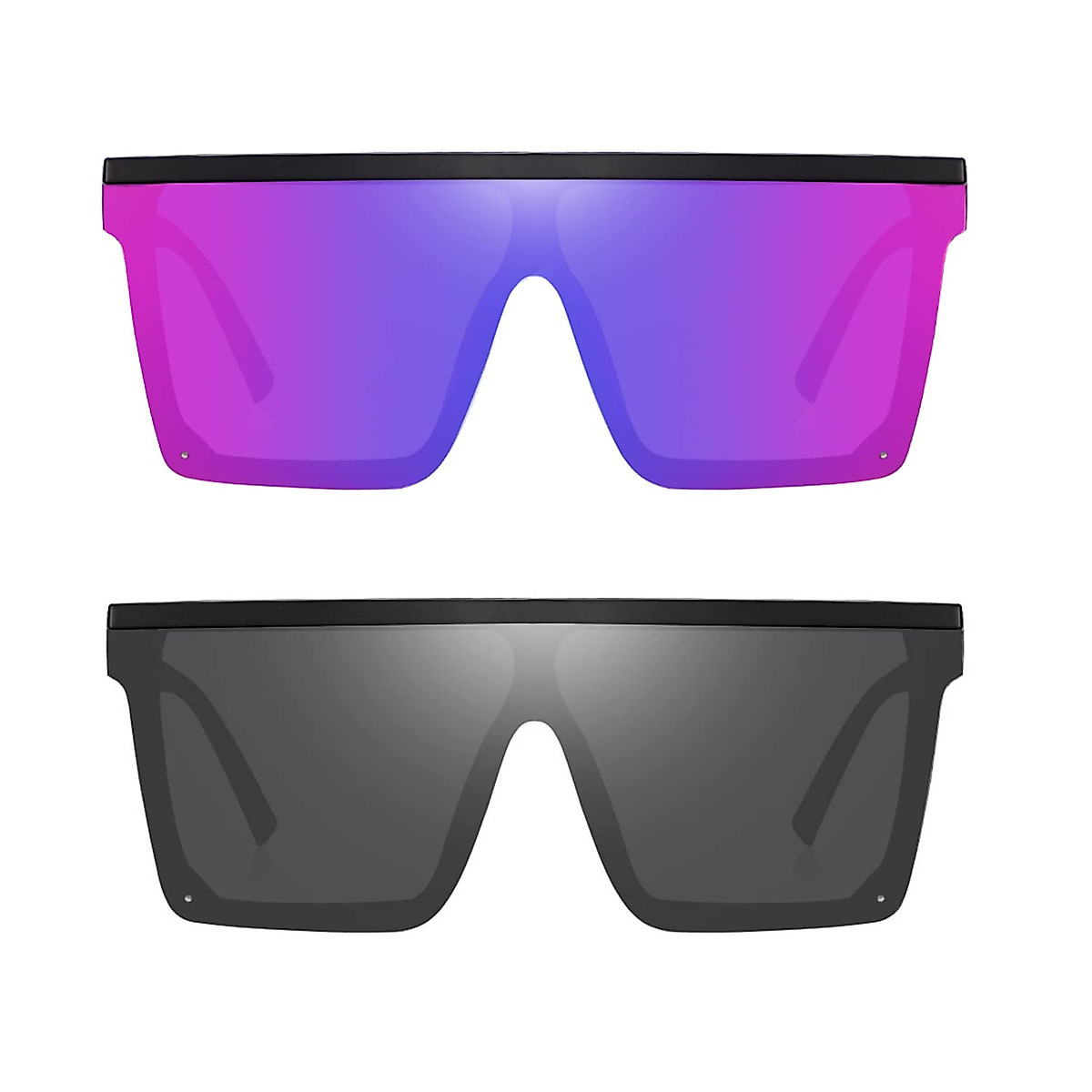 SHOWY SKY Oversized Square Sunglasses for Women Men Large Trendy Flat Top Shades Big UV Protection Black Shield