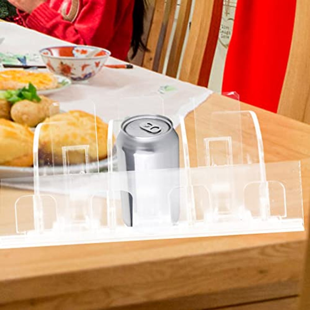 Alipis 1 set shelf pusher beverage pusher glide spring loaded can organizer plastic storage bins for shelves self-pushing drink holder pusher machine soda rack handle 35c drinks white