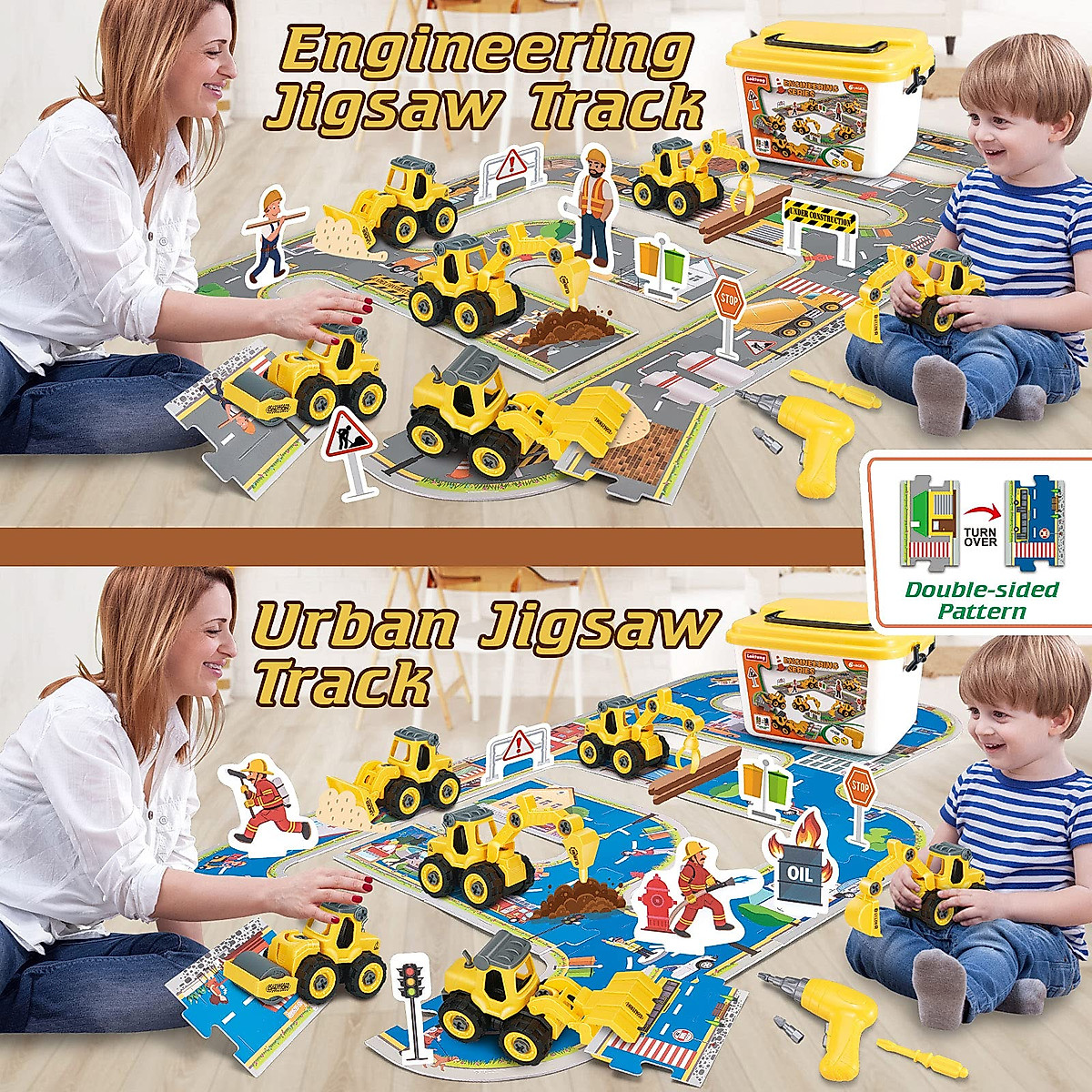 Construction Toys for Kids 5-7 STEM Toys Engineering Car Track Set Take Apart Truck Toys Birthday Gift for 3 4 5 6 Year Old Toddlers Boys Children