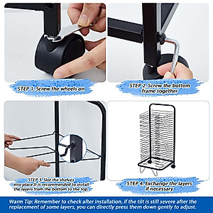 Qilery 2 Pack Art Drying Rack 25 Removable Shelves Mobile Paint Drying Rack Classroom Mobile Art Storage Rack with Wheels for Perschool Artwork Studios,15.7 D x 15.7 W x 35.4 H(Black)