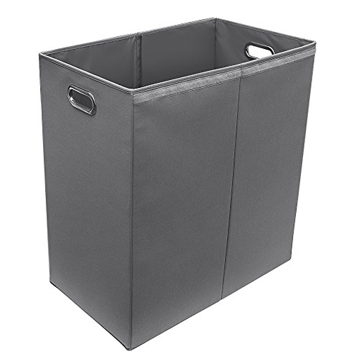Sorbus Laundry Hamper with Lid Closure – Foldable Double Sorter Detachable Cover and Divider, Built-in Handles for Easy Transport, Grey