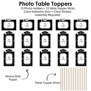 Big Dot of Happiness Graduation Cheers - Graduation Party Picture Centerpiece Sticks - Photo Table Toppers - 15 Pieces