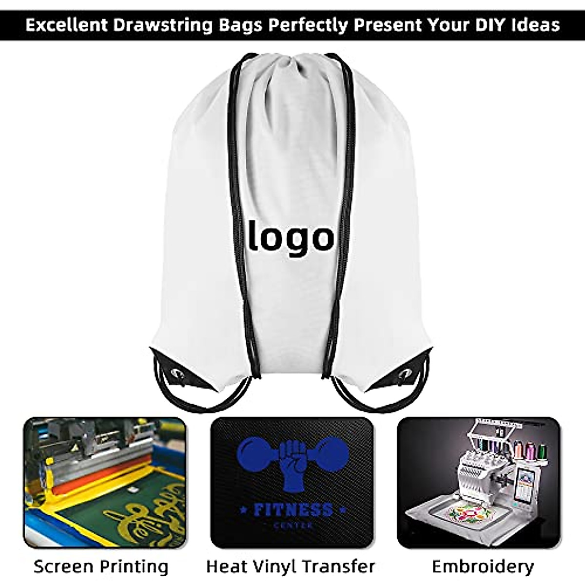 GoodtoU Drawstring Backpack Bulk, 20 Pcs Draw String Bags Cinch Bag Drawstring Gym Bag Sackpack Drawstring bags for Women Men, White